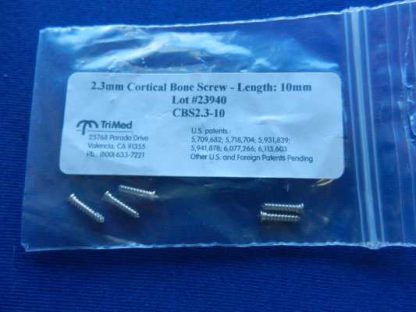 TriMed 2.3mm Cortical Screw, 10mm QTY(6) REF CBS2.3-10 – Ringle Medical ...